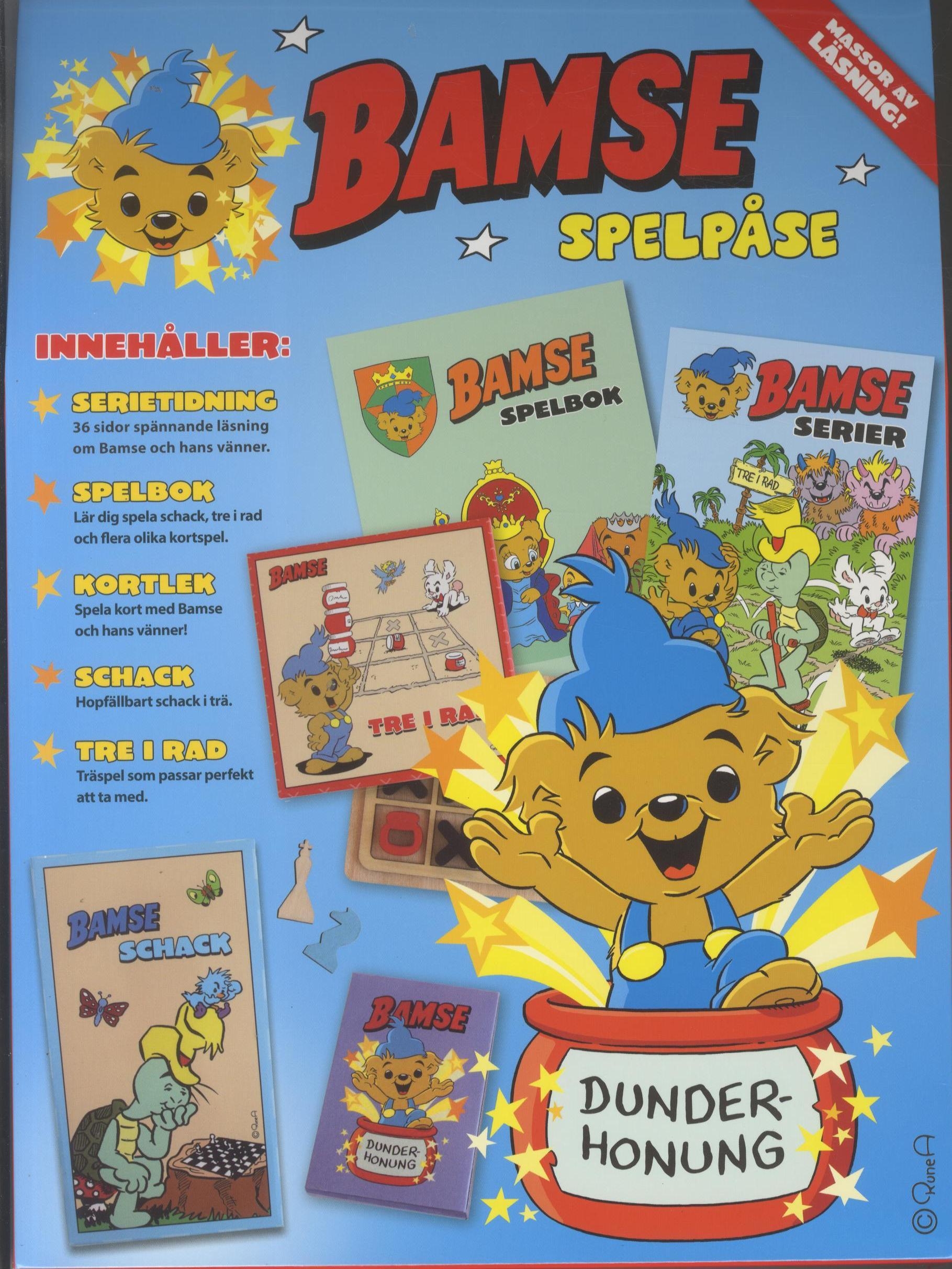 Bamse Extra 2024 nr 5, Spelpåse, Serietidning, Spelbok, Kortlek, Schack, Tre i rad - Seriekällaren