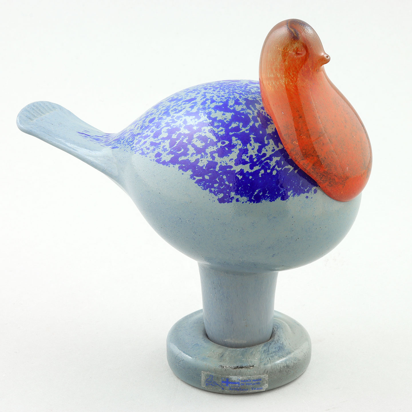 Blue/Gray/Red Art Glass Team Bird (1987) (2)