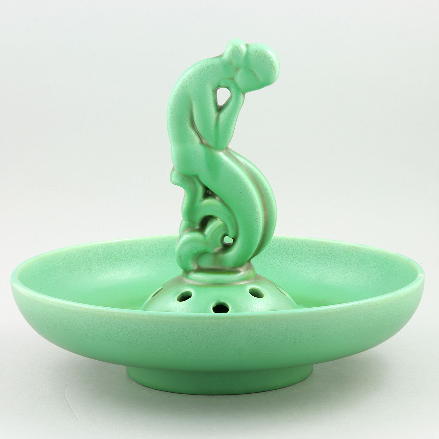 Arthur Percy (1930s) Green Flower Arrangement Bowl with Woman Motif 25 cm