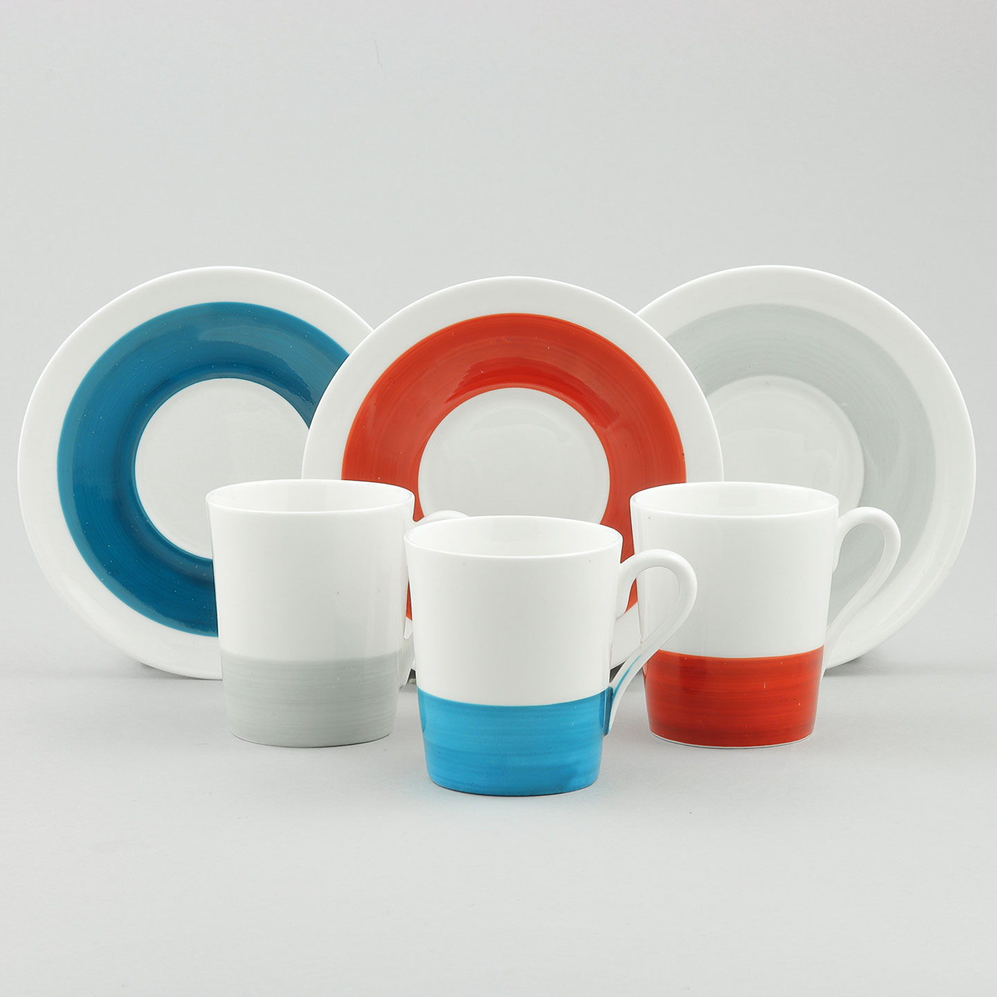 Stig Lindberg (Color 1951) Three Coffee Cups with Linear Decor 7 cm (3)