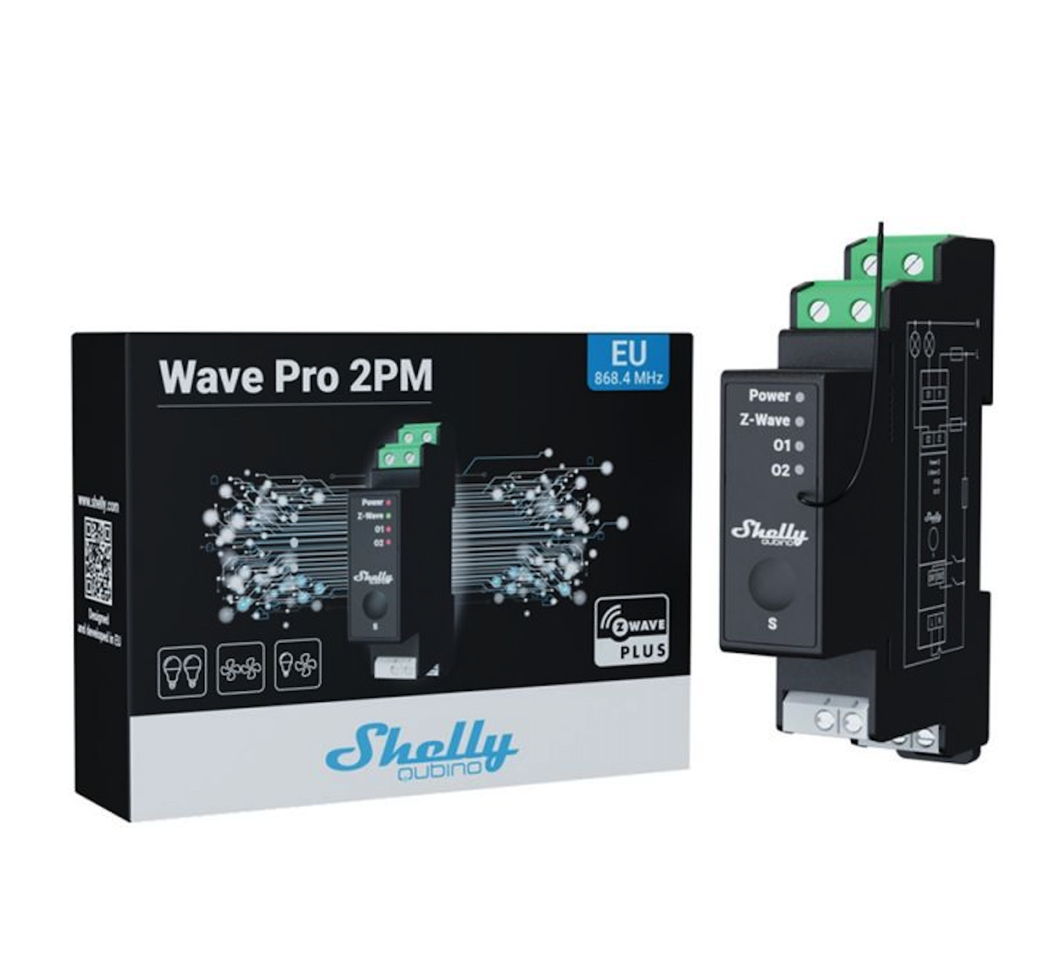 Shelly Wave Pro 2PM - Professionell Z-Wave Switch med Effektmätning ...