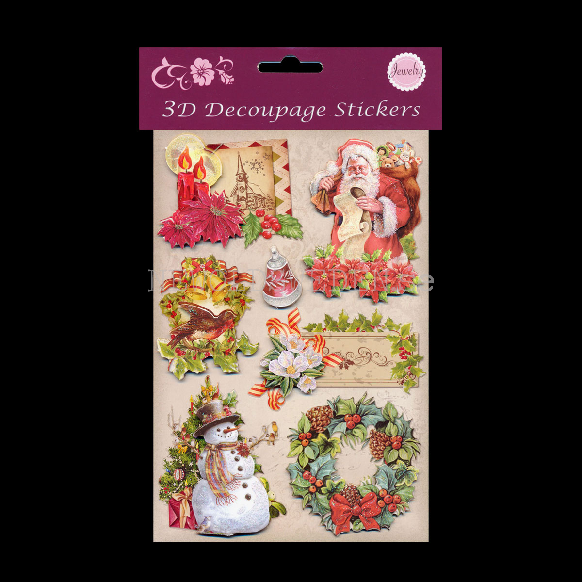 Stickers 7 pieces Glitter 3D Decoupage Nostalgia - NEWOLDSWEDEN.se