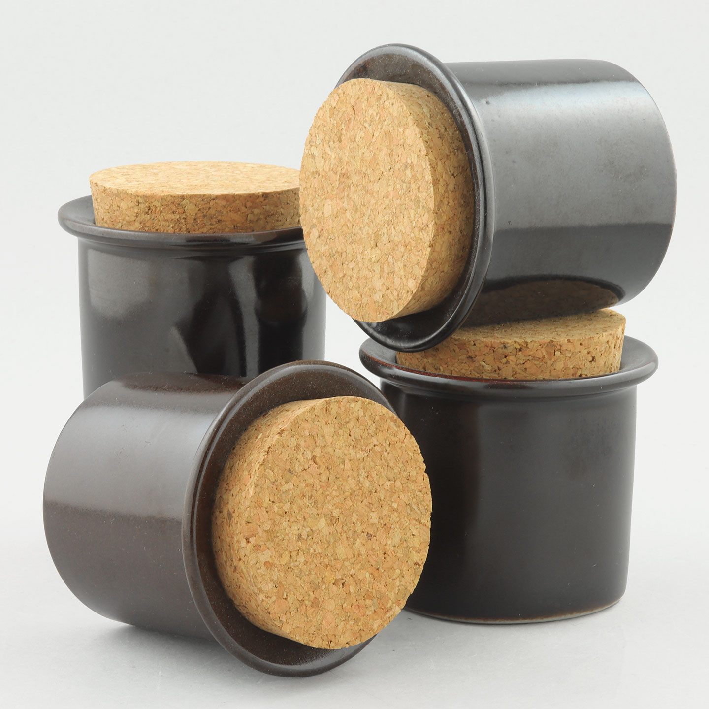Stig Lindberg (1960s) Four Colorful Jars with Cork Lids (1)