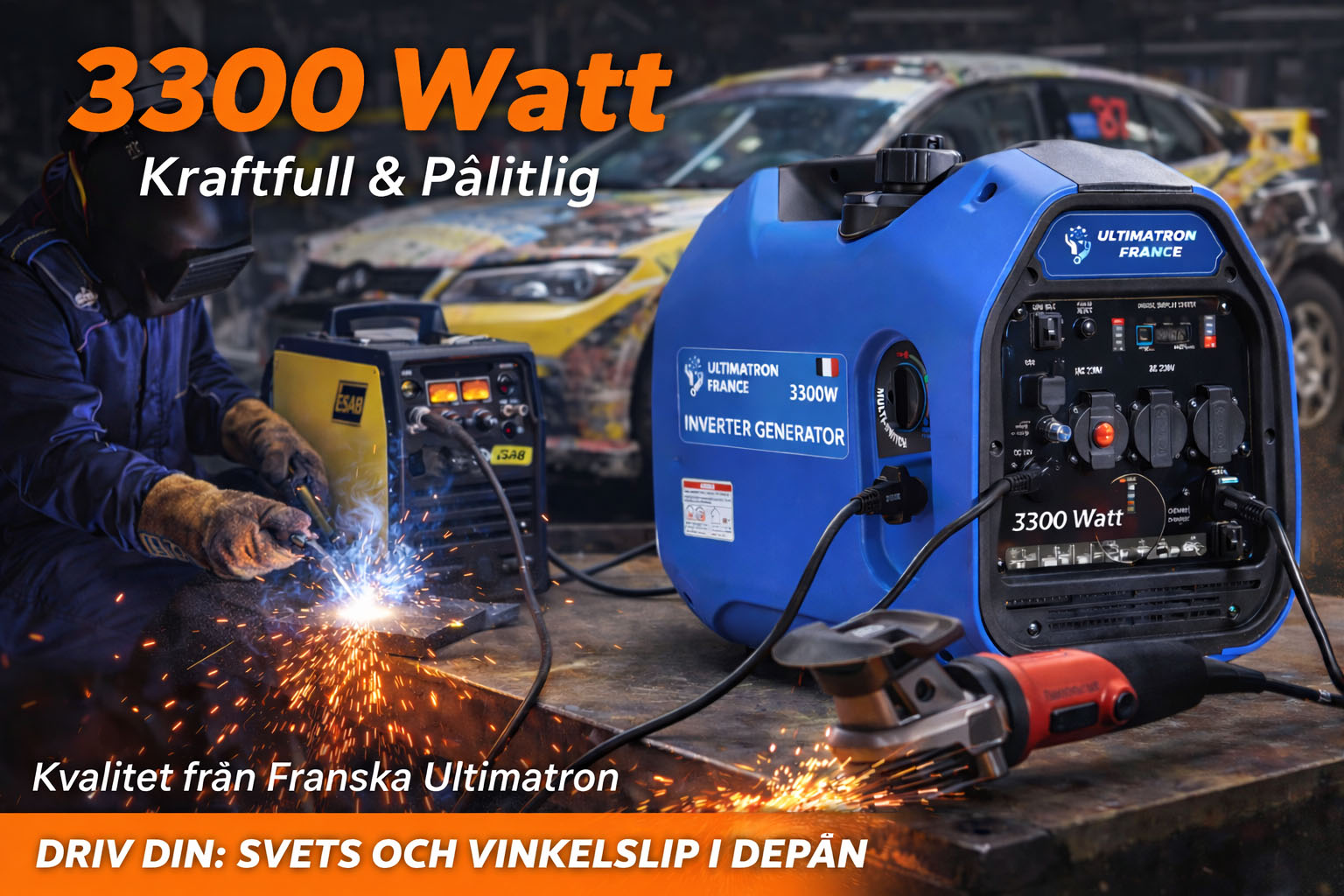 Ultimatron 3300 Watt Bärbar Inverterelverk – Elverk med Kraft ...