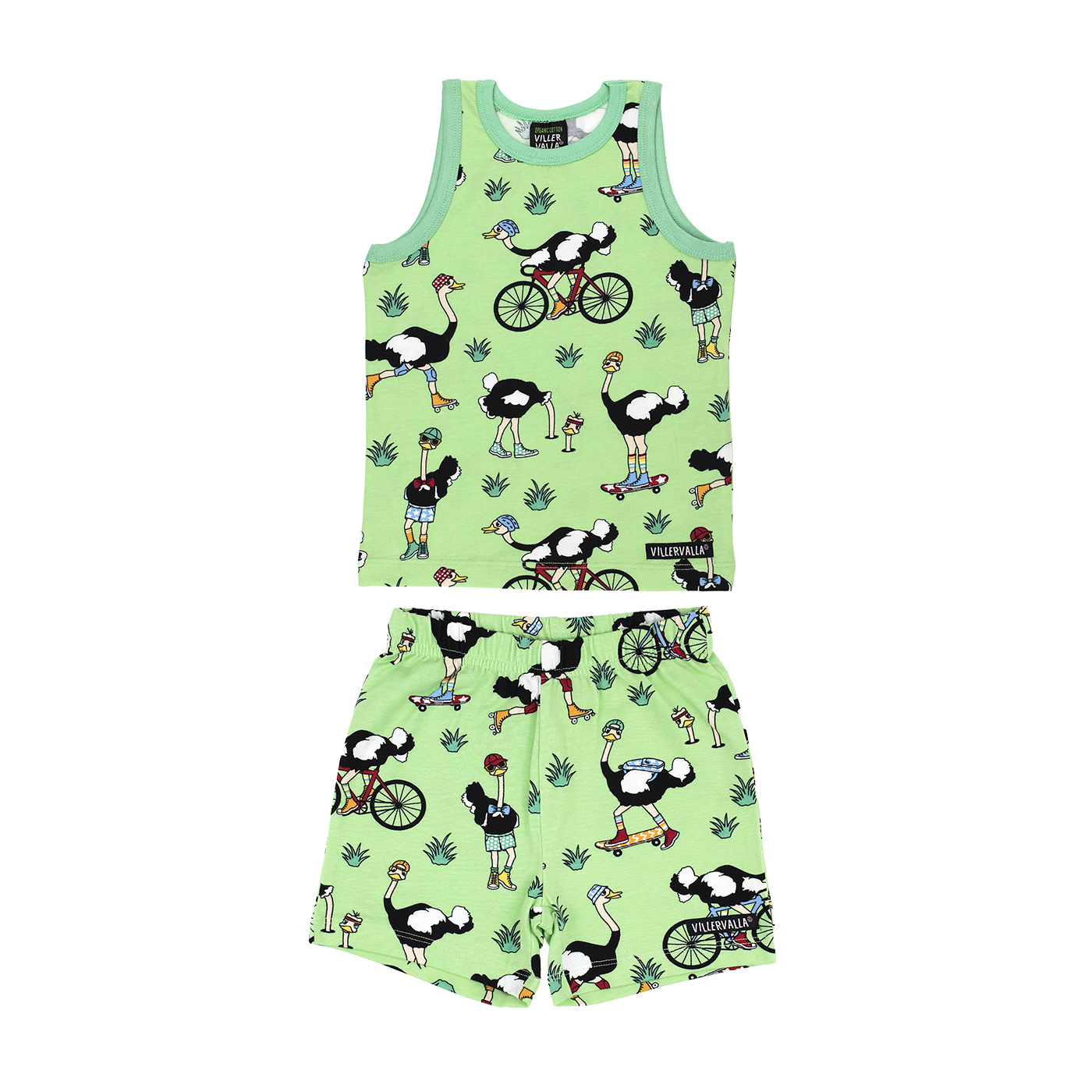 linne & shorts set OSTRICH LGT FERN | Sovkläder till barn Villervalla®