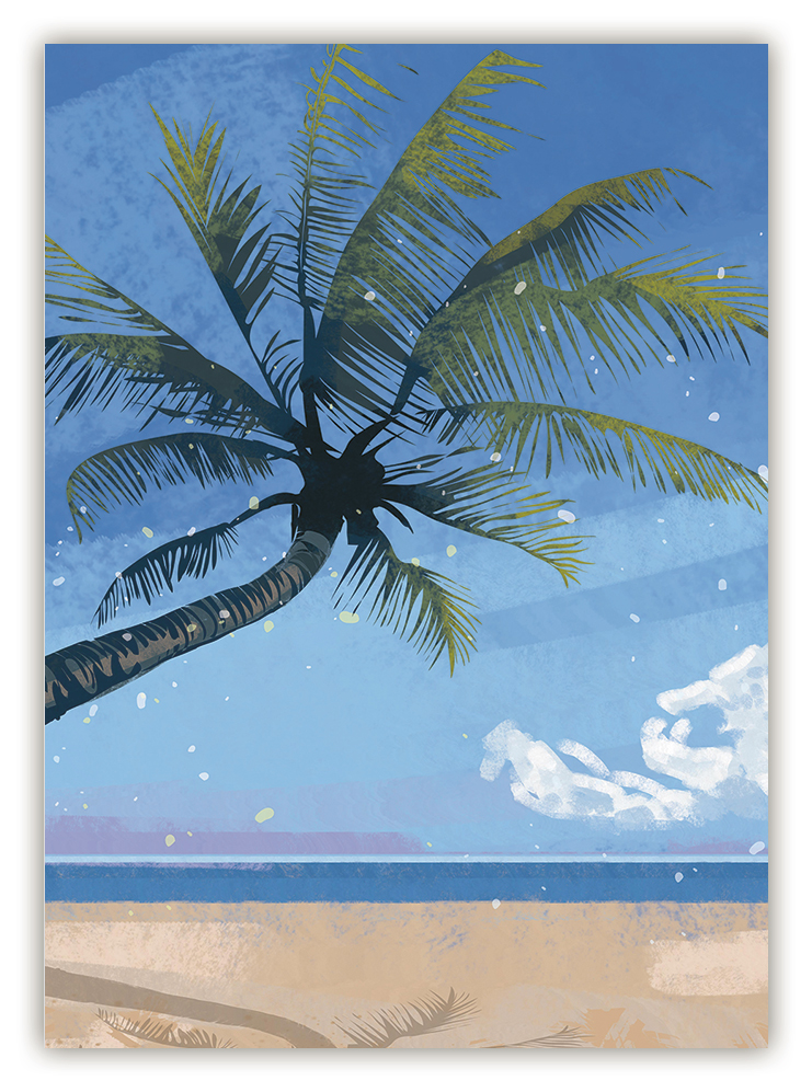 beach with palm tree, Postcard - paperme.se