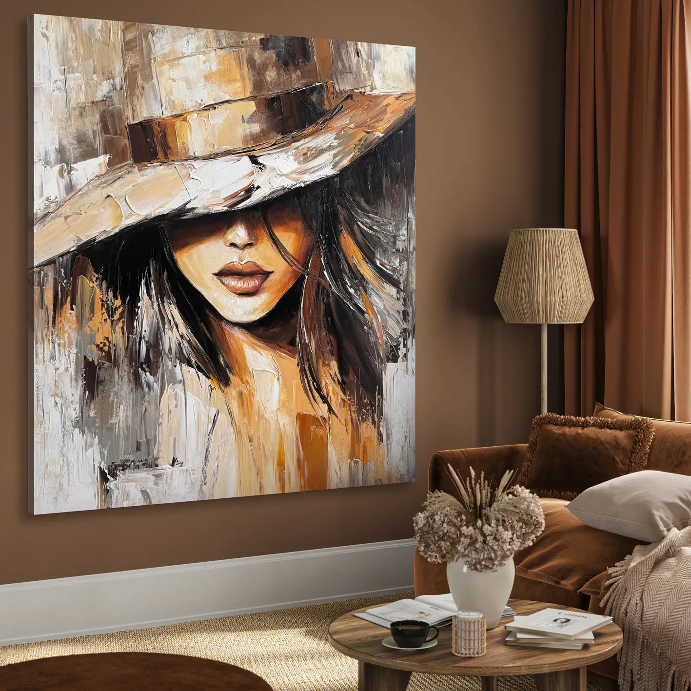 Abstract oil painting - Golden Muse - | Canvasbutik.com