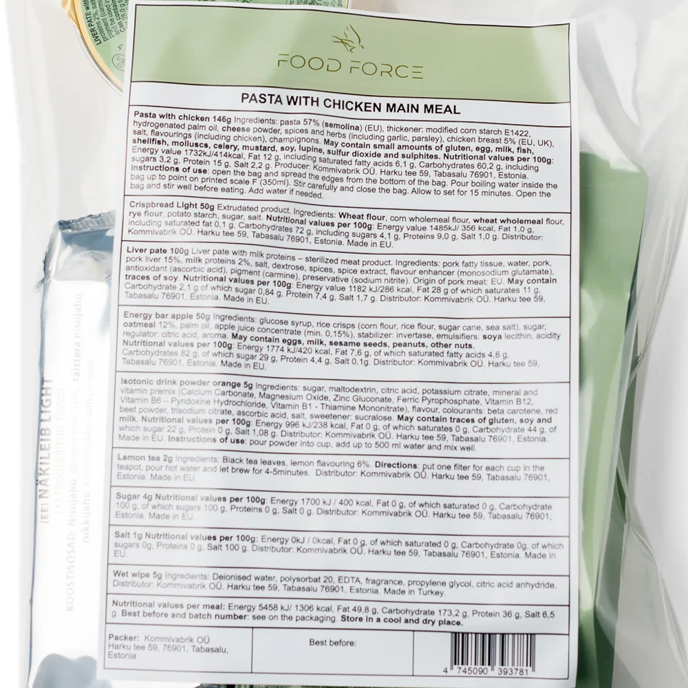 Food Force | Pasta with Chicken Main Meal | Freeze-dried food | 312g ...