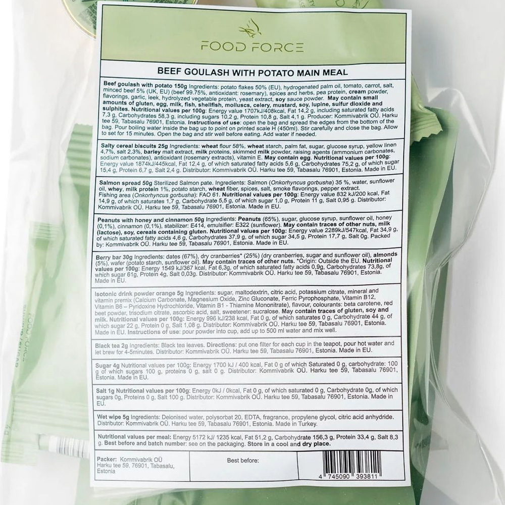 Food Force | Beef Goulash with Potato Main Meal | Freeze-dried food ...