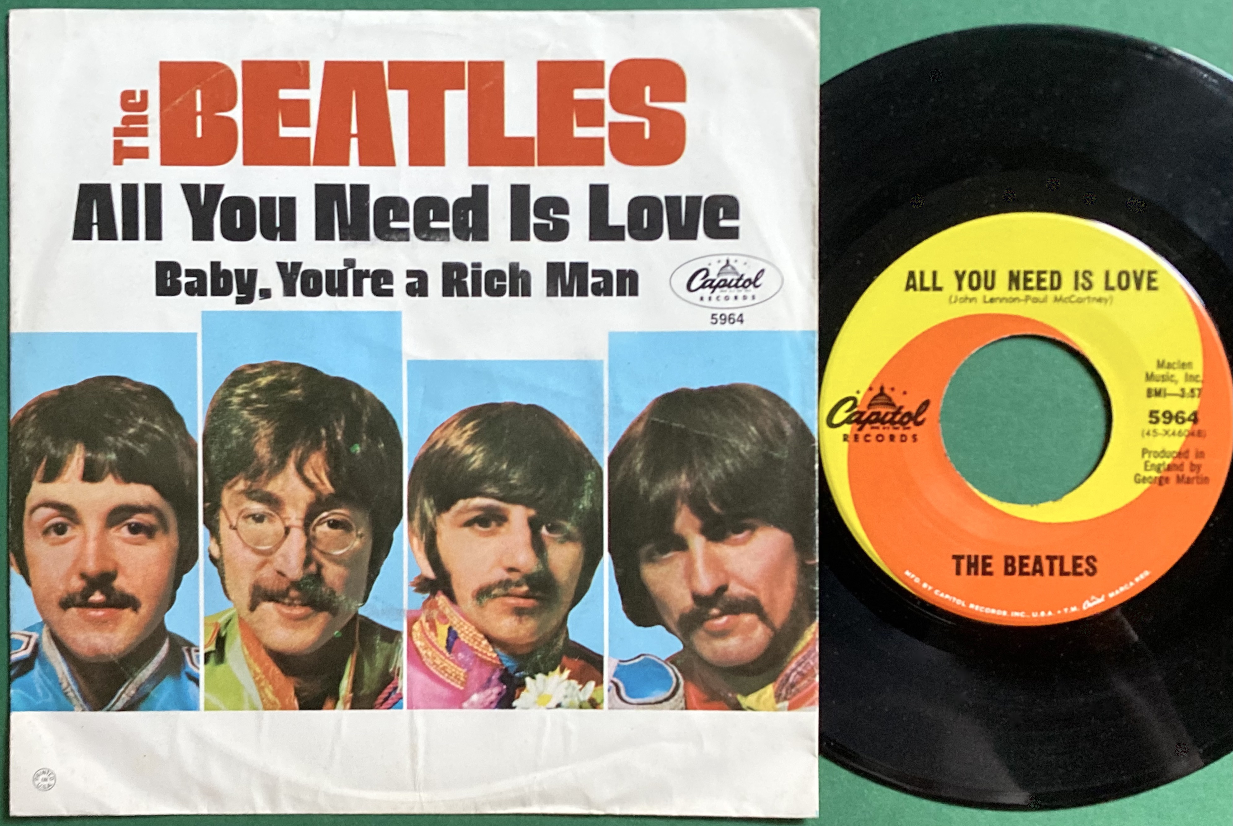 Nostalgipalatset - BEATLES - All you need is love 7" USA PS 1967