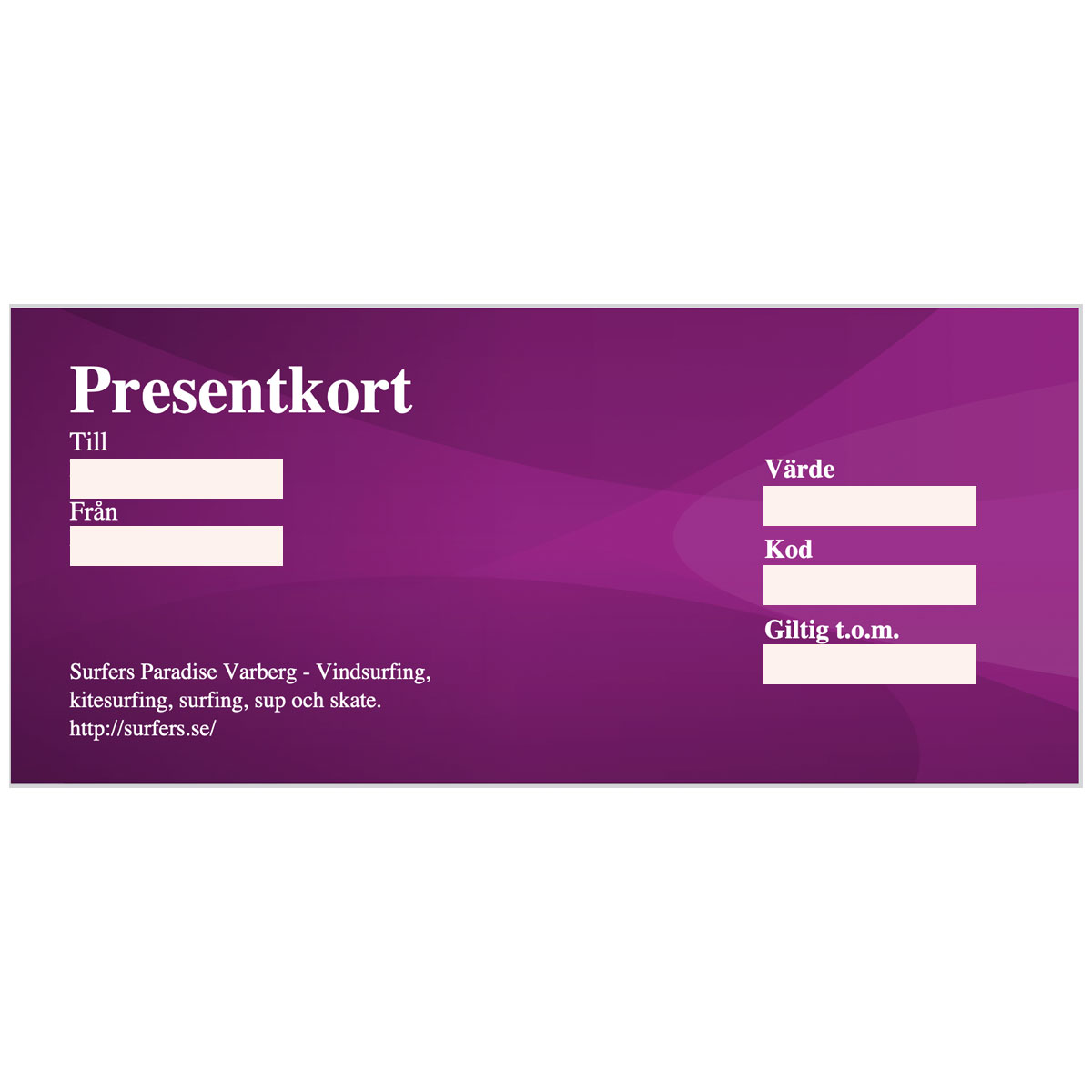 PRESENTKORT 3000 KR - Surfers Paradise Varberg - Vindsurfing ...