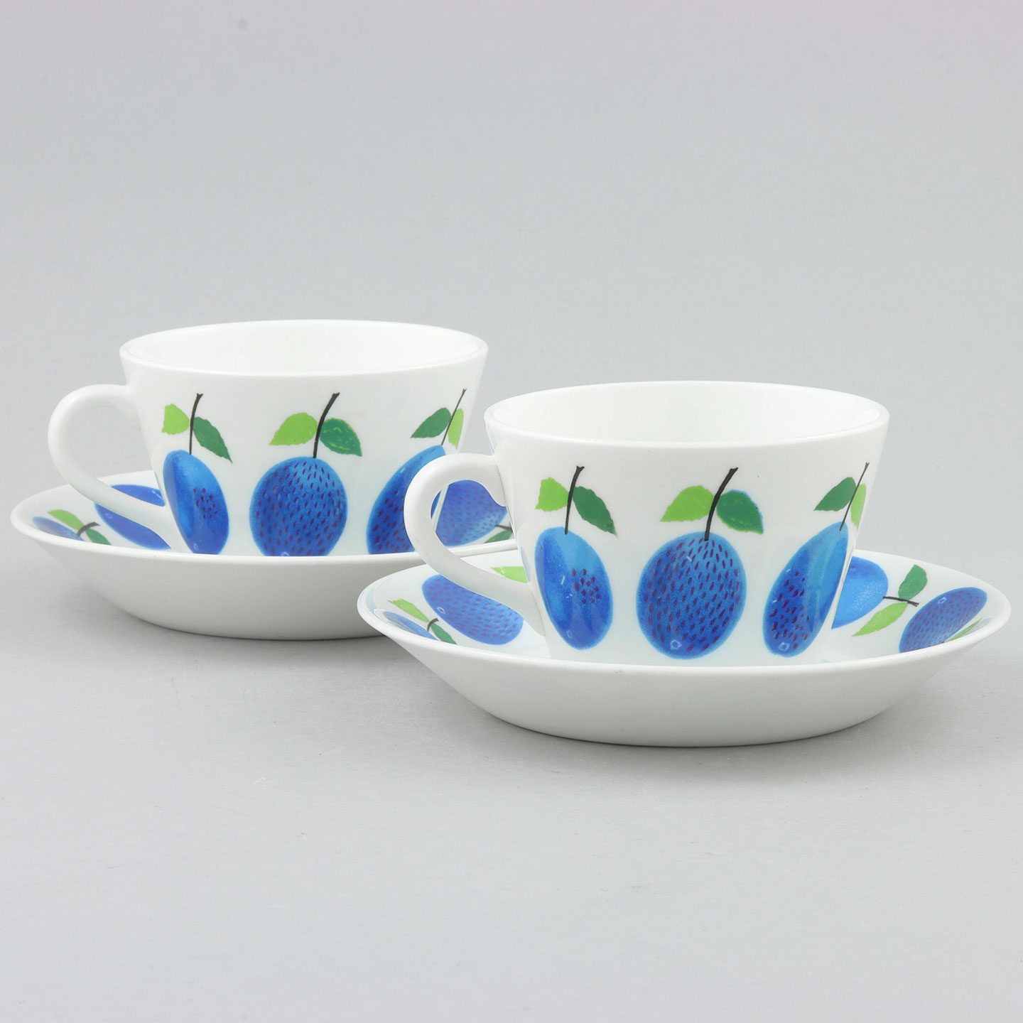 Stig Lindberg (Prunus 1962) Two Coffee Cups with Plum Decor 9 cm