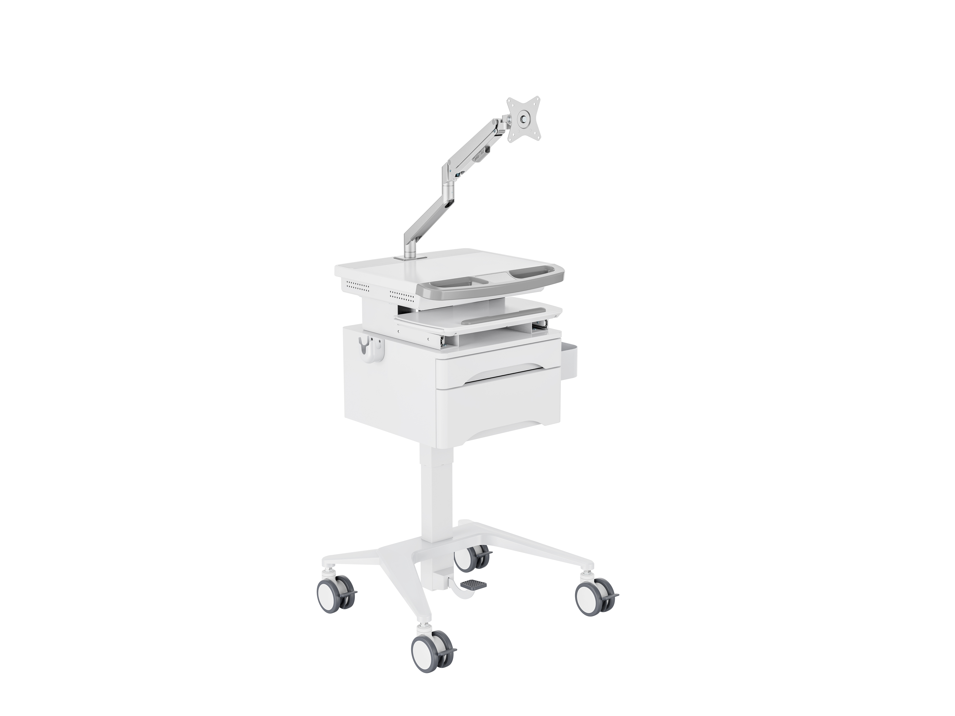 M Medical Cart Basic with Drawer incl. monitor gas lift arm - Multibrackets