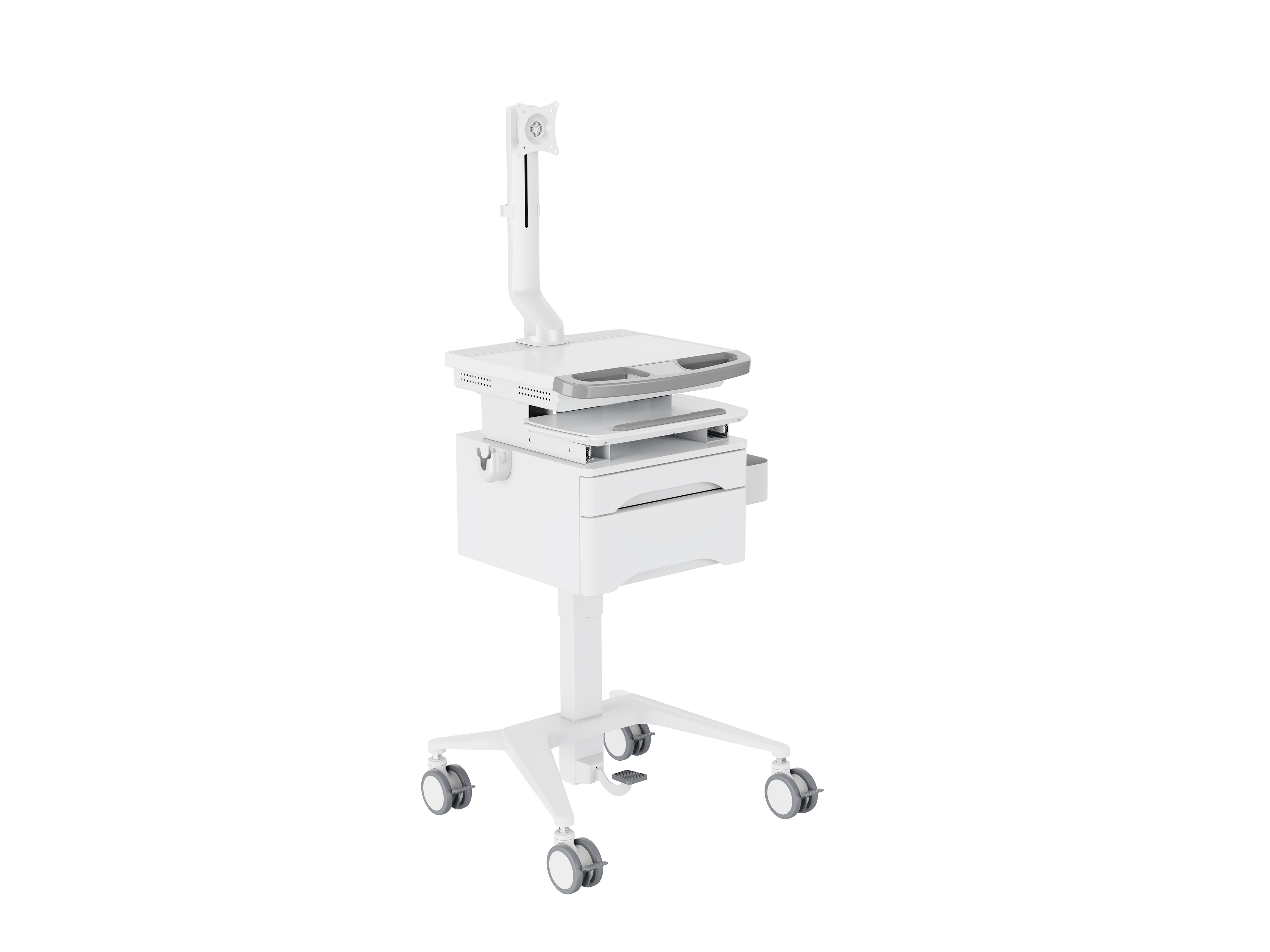 M Medical Cart Basic with Drawer incl. fixed monitor arm - Multibrackets