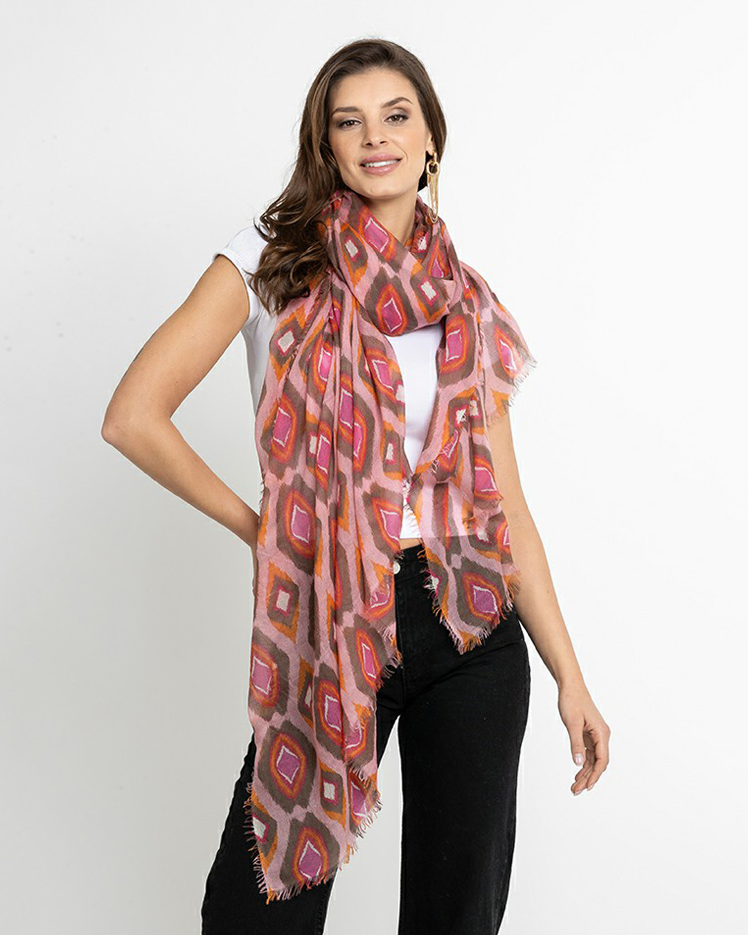 Kashmirsjal Siena rosa mönstrad - Jacobssons