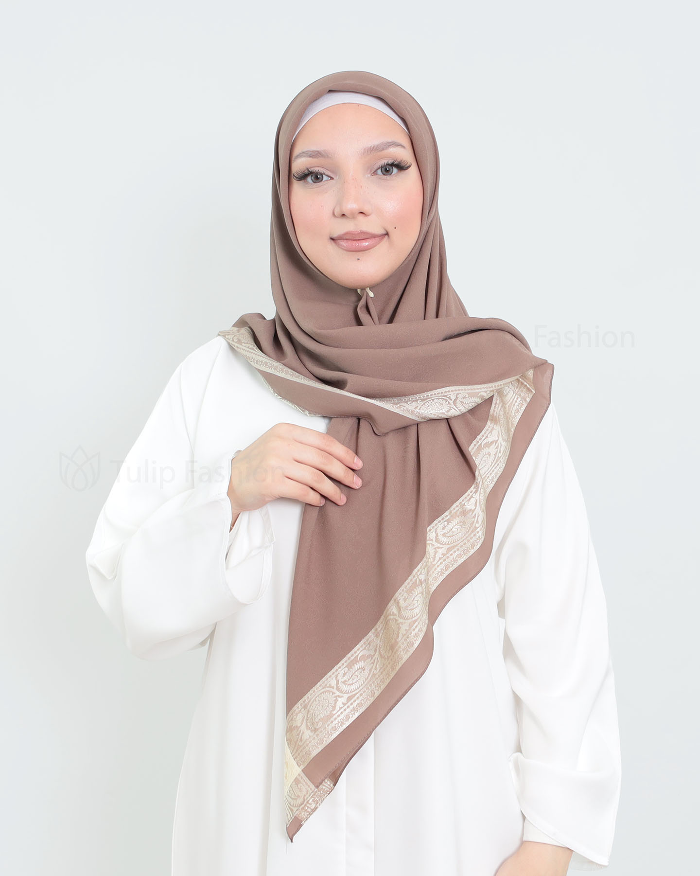 Hijab - Square Chiffon 120 cm - Cacao Brown - Tulip Fashion