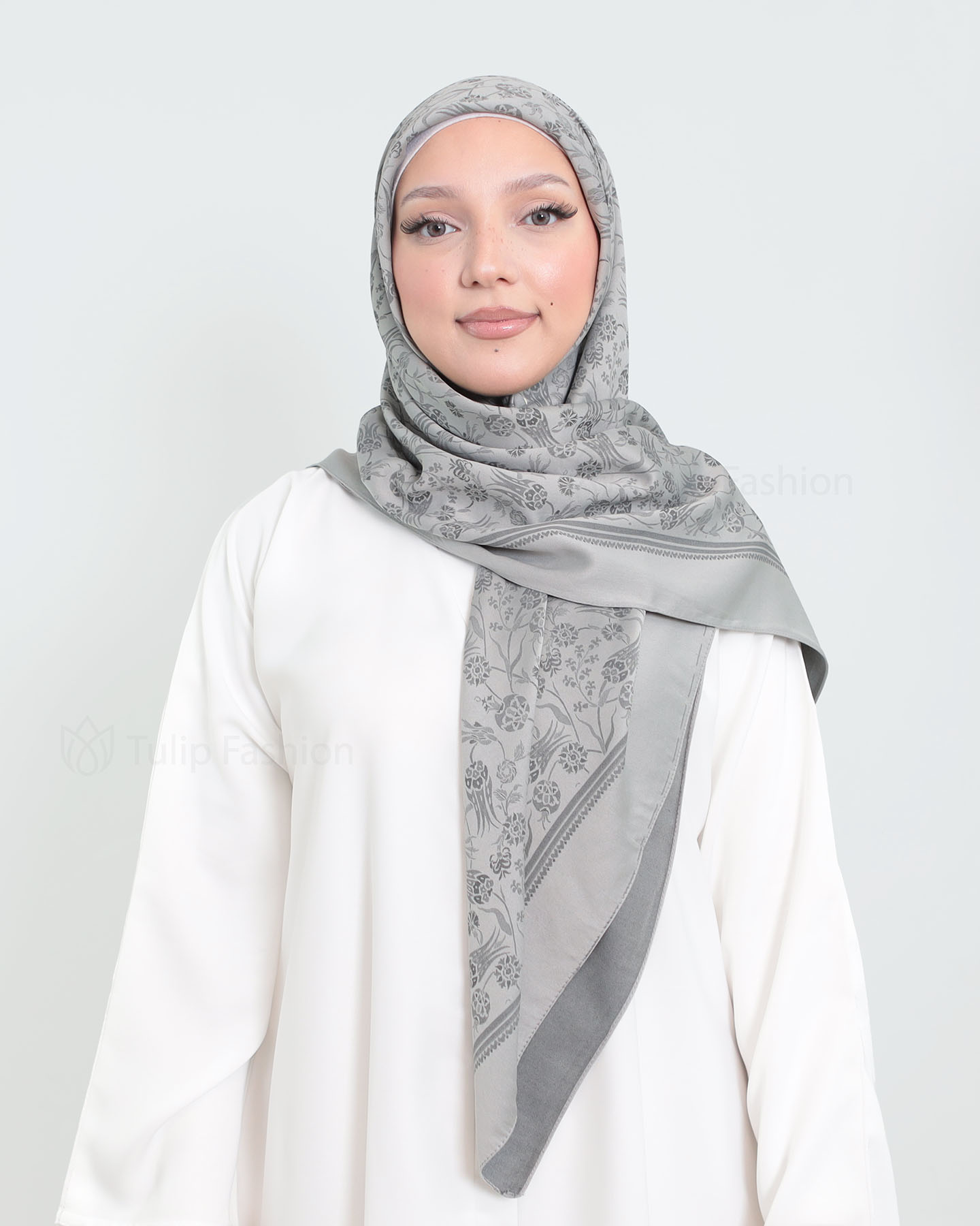 Hijab - Square Viskon 120 cm - Gray - Tulip Fashion