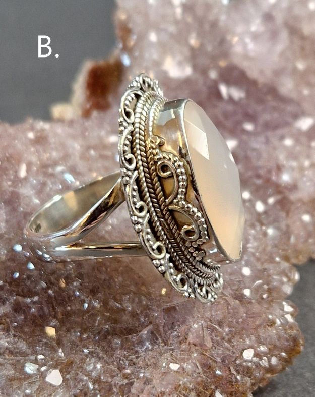 Stengarden.com - Filigran Ring Silver - Rosenkvarts Oval Cabochon - 2 ...