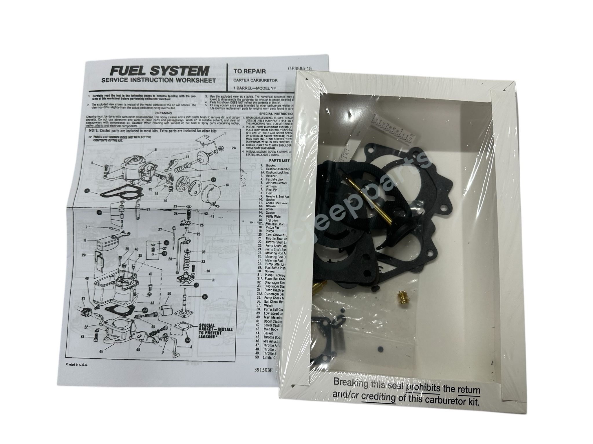 Repair kit Carter YF Carburetor
