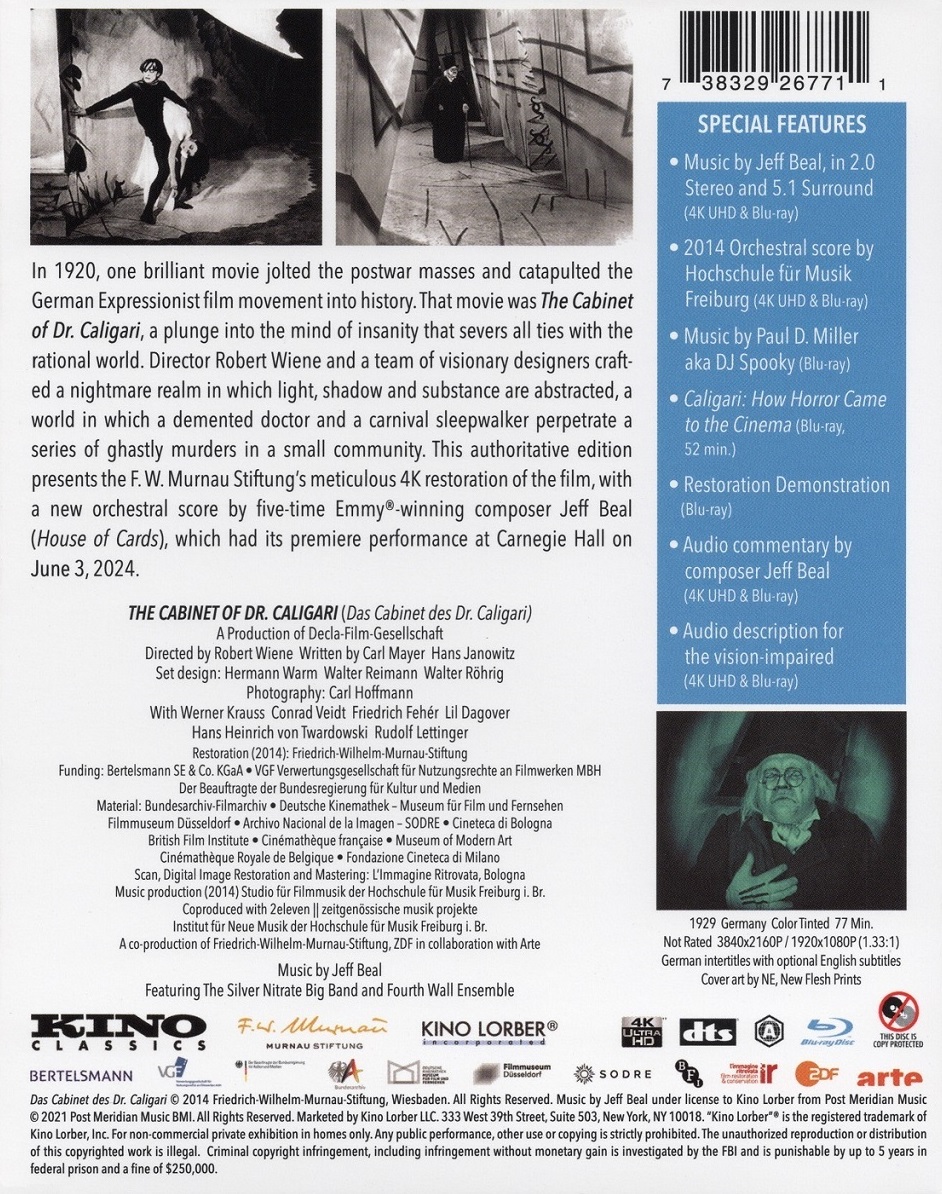 Das Cabinet Des Dr. Caligari (ej svensk text) (4K Ultra HD + Blu-ray ...