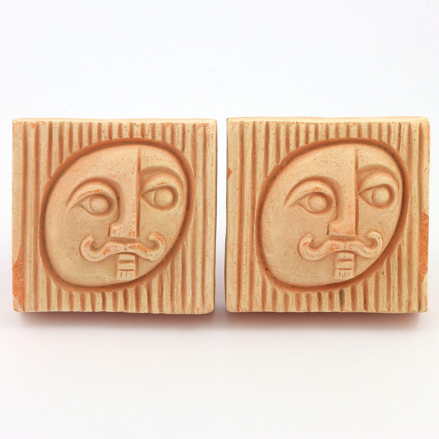 Lars Bergsten (1960s) Two Wall Plaques with Man Head Relief 9 cm