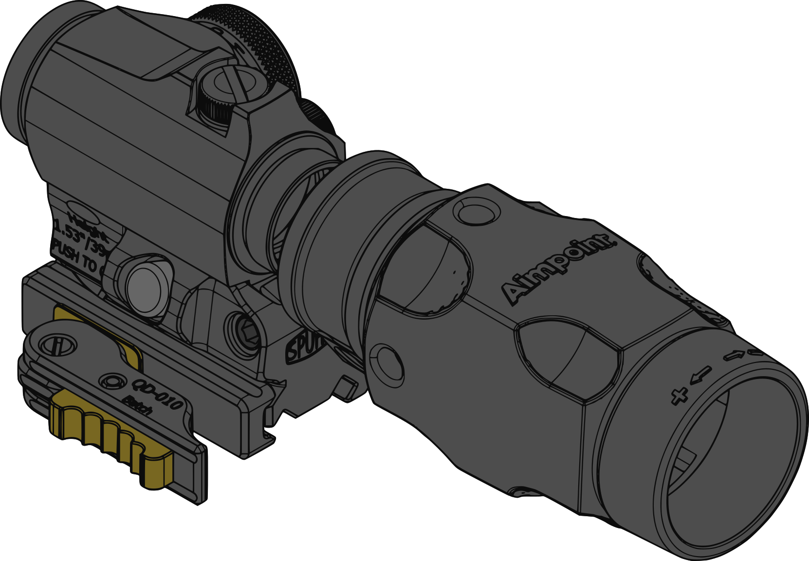 Spuhr QDF-20153K Aimpoint T-2 Magnifier Mount H39mm/1.53" QDP - corax ...