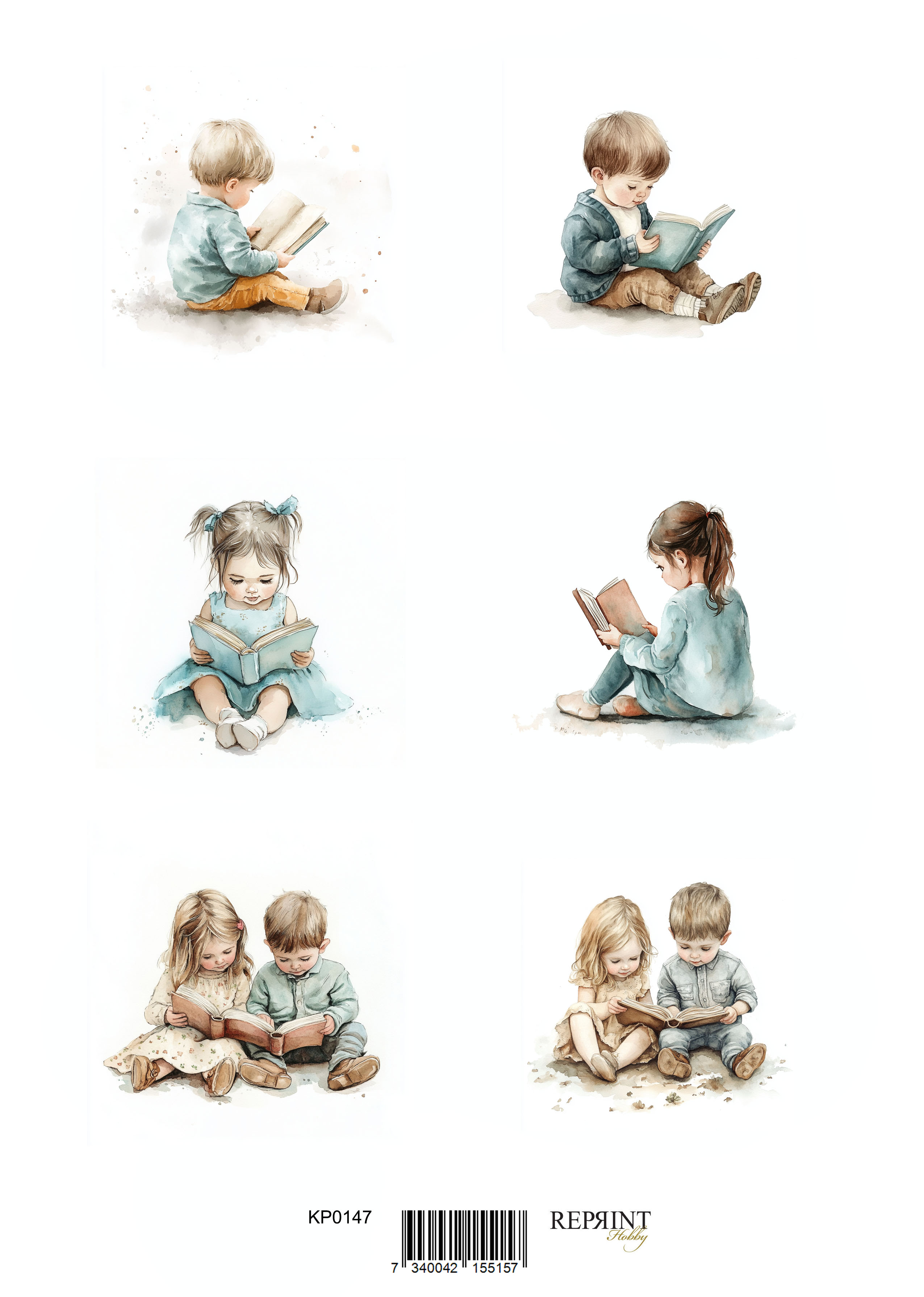 Papper Klippark - Children reading - A4 - Reprint Hobby