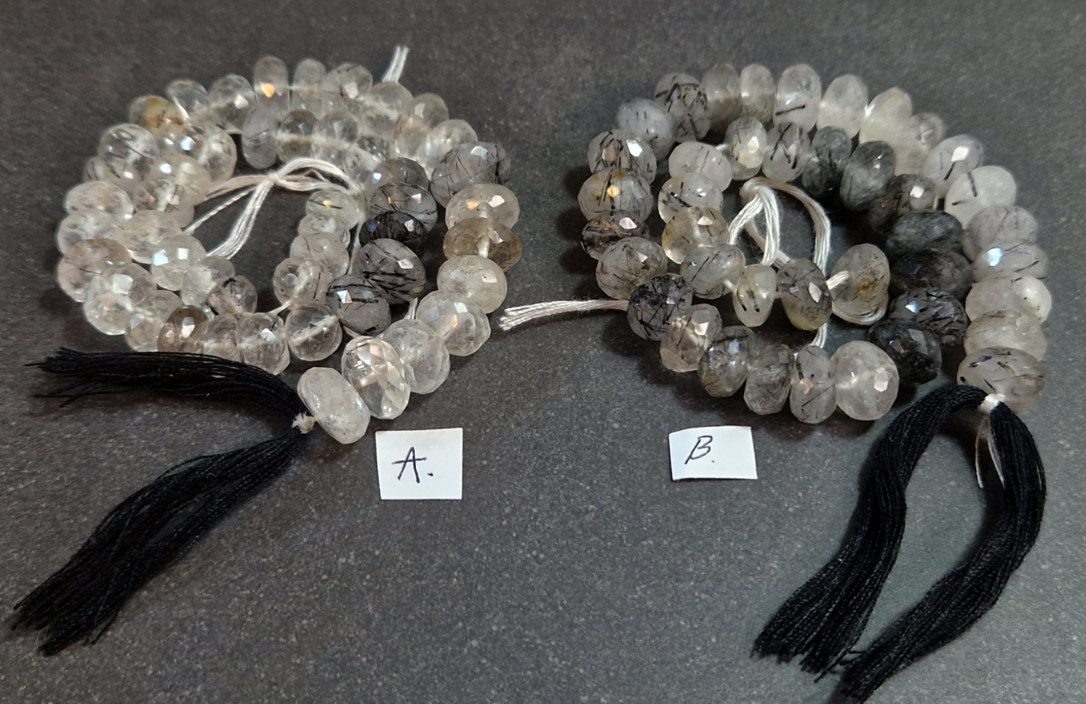 Stengarden.com - Turmalinkvarts Pärlor på Sträng - Disk, fasettslipad