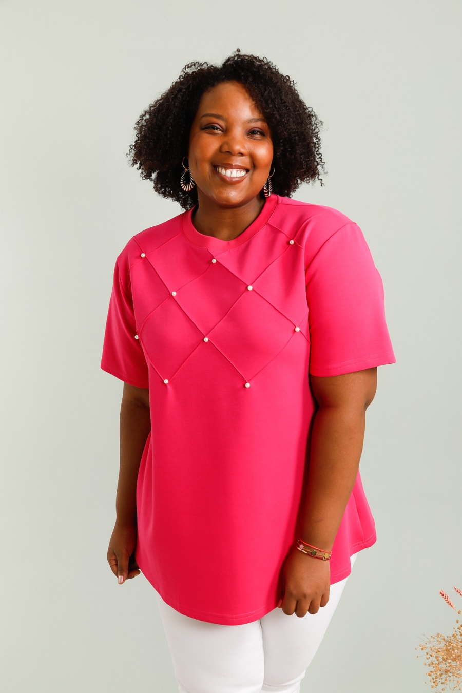 Tunika med pärlor, fuchsia - VKKS
