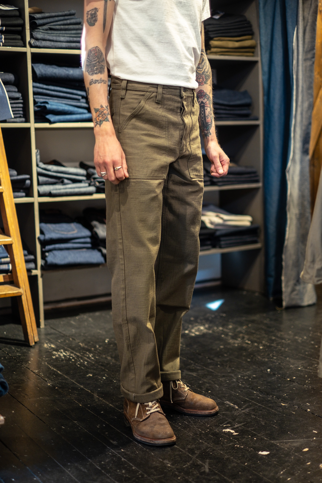 Samurai - Heavy Weight Baker Pants Olive 15oz - Göteborg Manufaktur