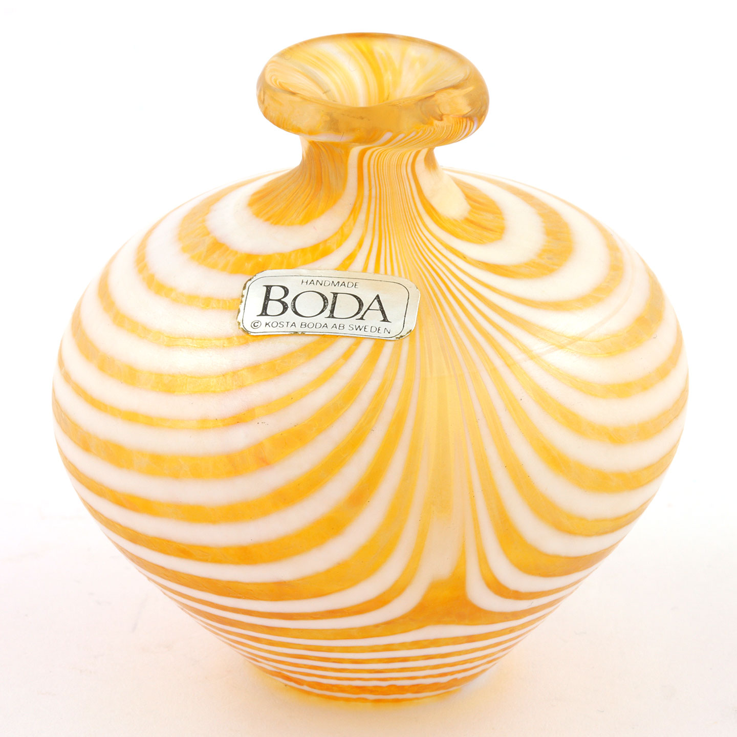 Bertil Vallien (Minos 1984) Yellow Vase with Swirling Decor 5 cm