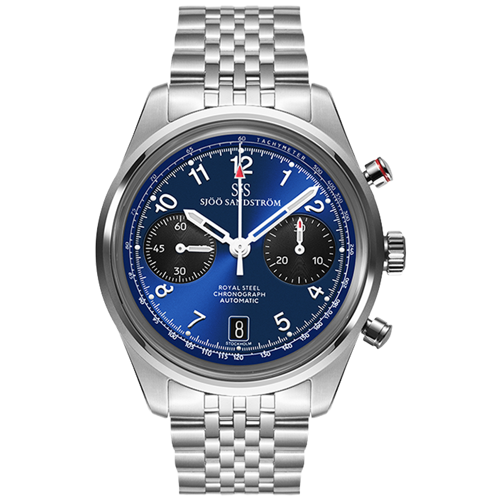 Sjöö Sandström Royal Steel Chronograph 40 blå - Erikson Urhandel
