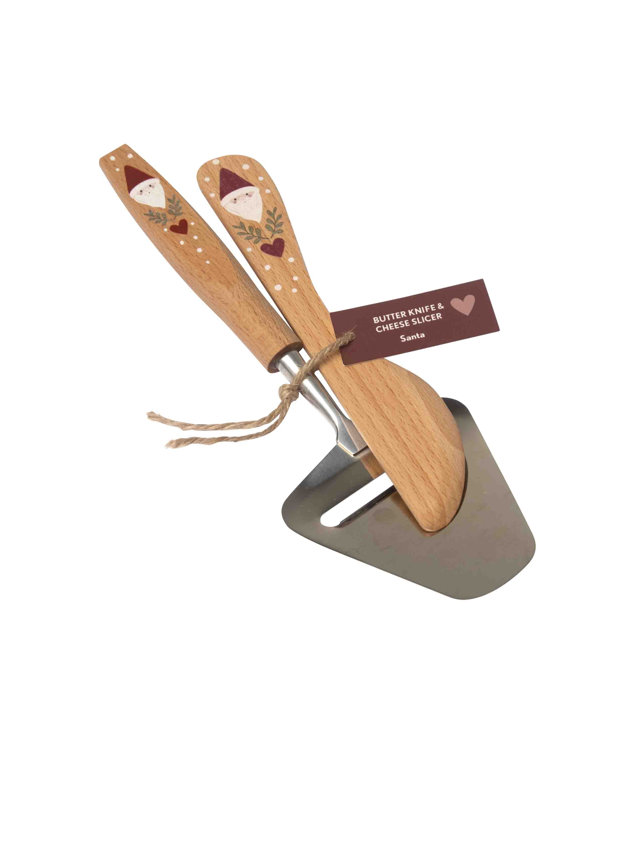 CHEESE SLICER & BUTTER KNIFE SANTA 2-PCS - Pluto Design Retailers
