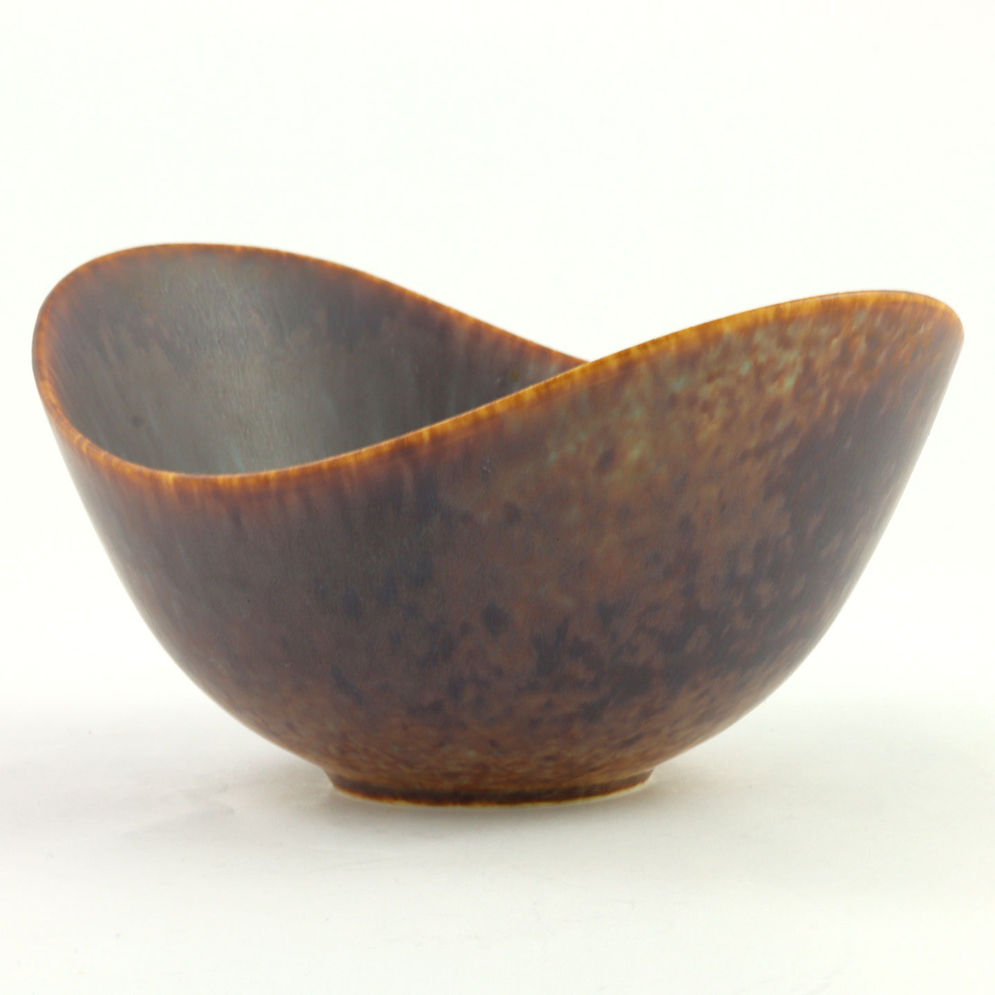 Gunnar Nylund (ARO 1954) Turquoise/Brown Bowl with Modern Form 16 cm (7)