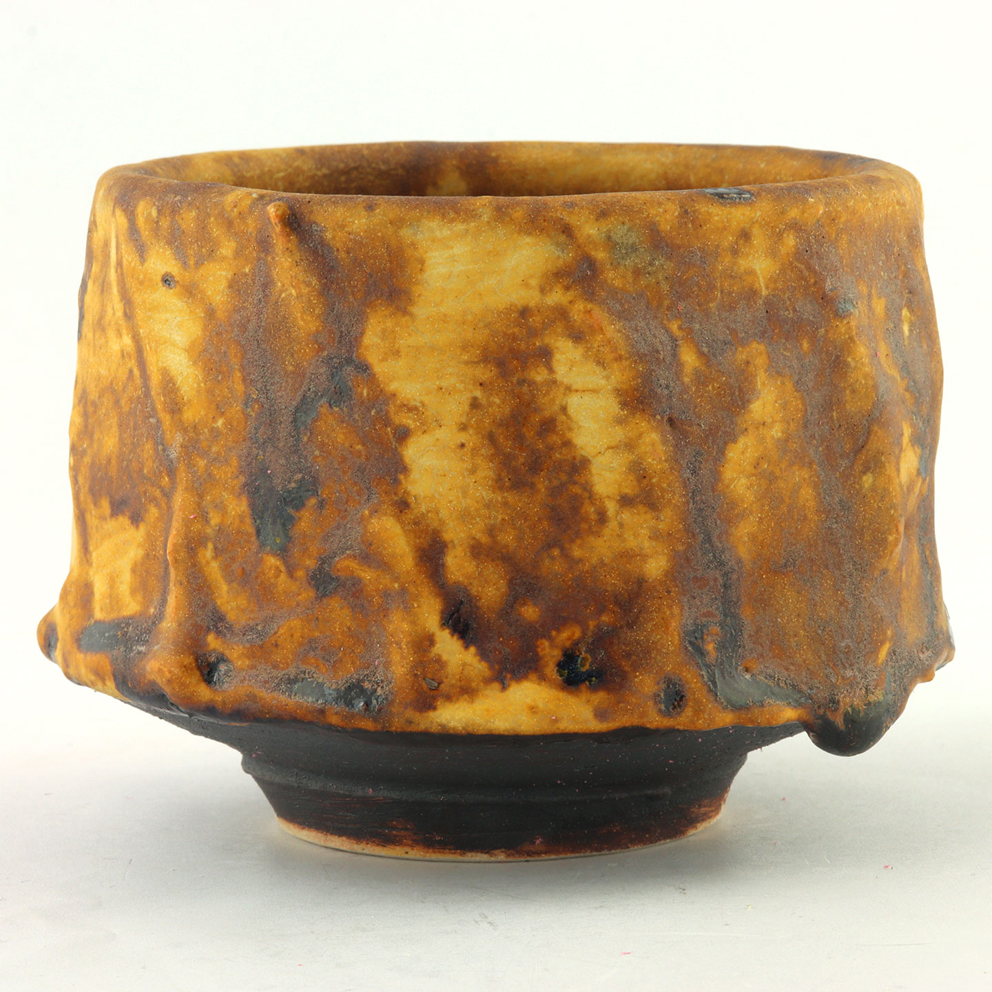 Isak Isaksson (2000s) Unique Chawan Bowl with Brown/Yellow Glaze 10 cm #17