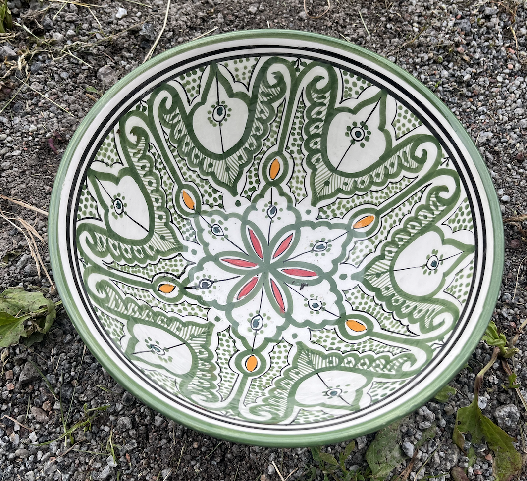 Marockansk keramikskål multi grön 25 cm - Moroccan home