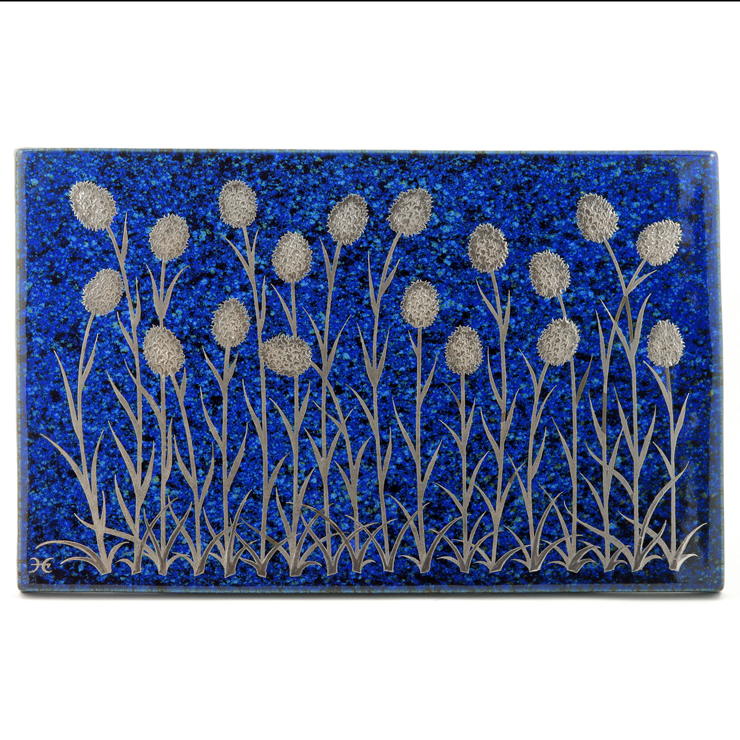 Heinz Erret (Landskapsblommor 1972) Blue Wall Plaque with Orchid Motif ...