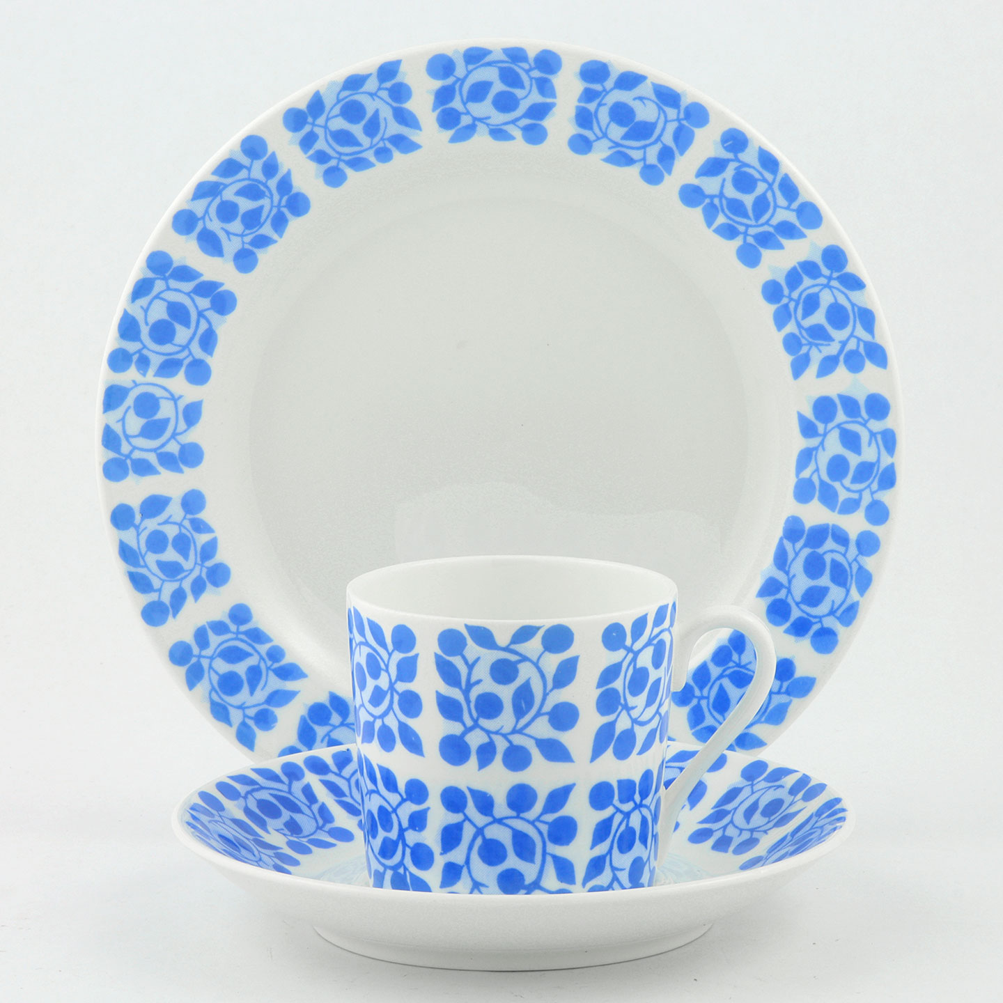 Stig Lindberg (Bladruta 1968) Coffee Cup with Saucer and Plate (2)