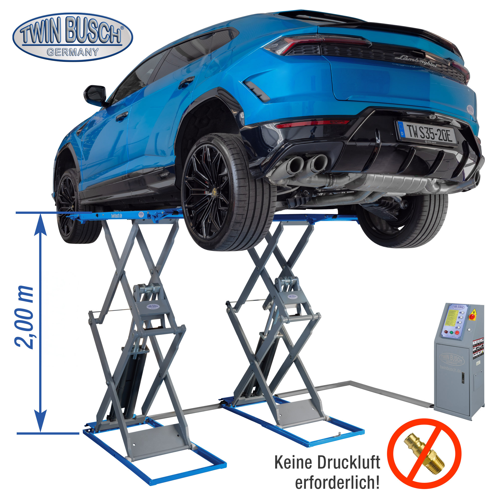 Saxlyft fullhöjd 2 meter 3,5 t (BLÅ) - Verkstadskungen