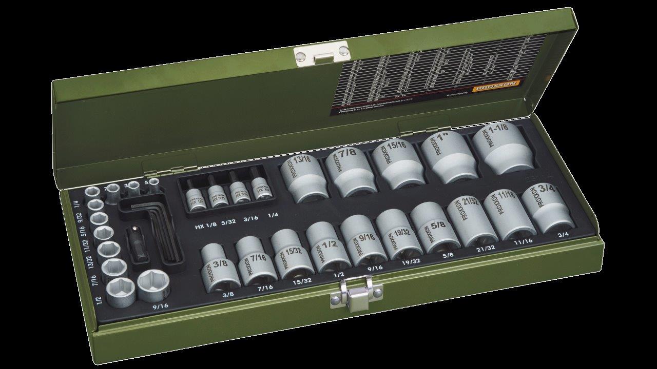 Proxxon Set of sockets and bit sockets for inch sizes (36-piece) - HAB