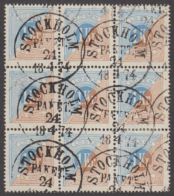 F L10, 1 kr Lösen nioblock ⊙ - FACITstamps