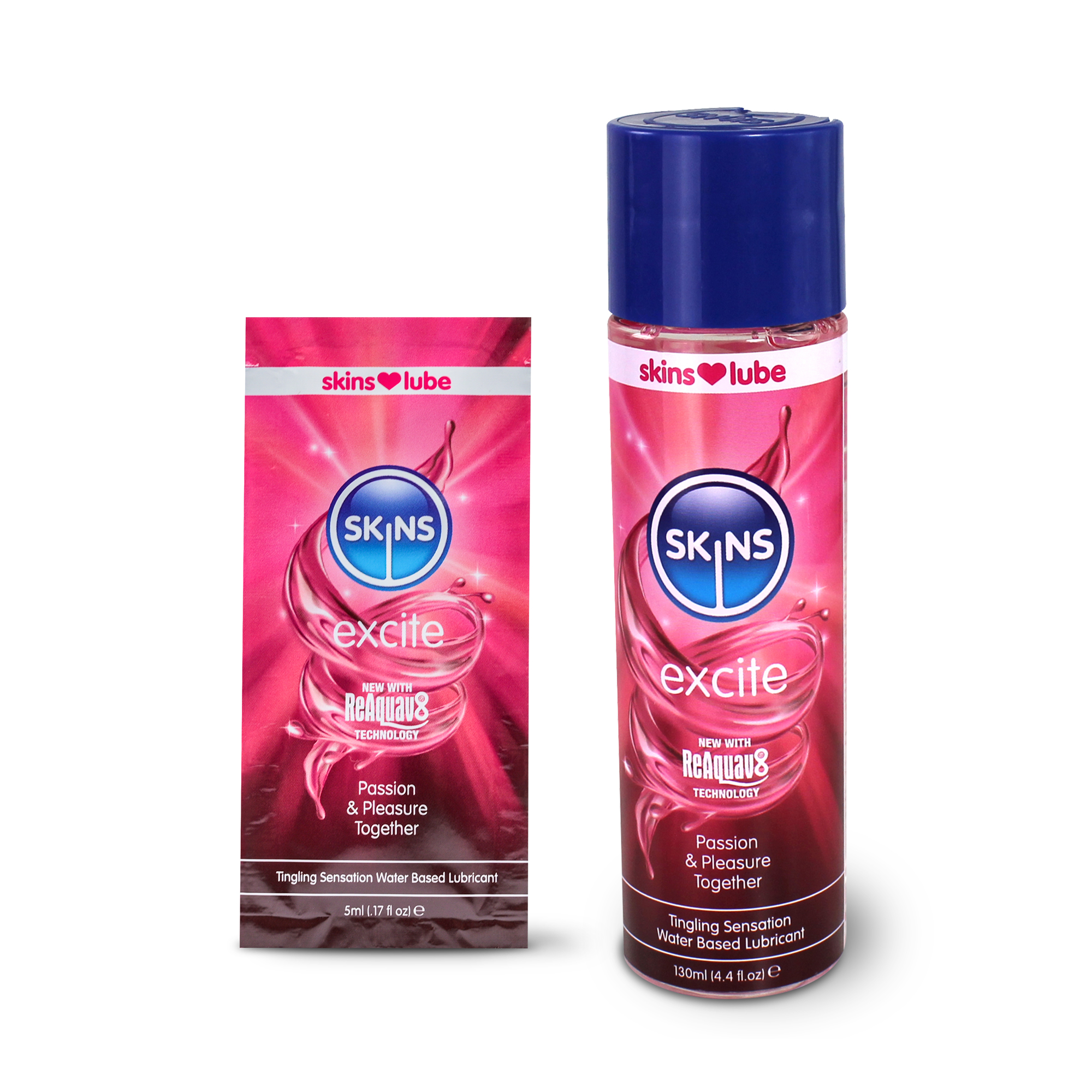Skins Excite Tingling Vattenbaserat Glidmedel, 130 ml - Basic Instinct