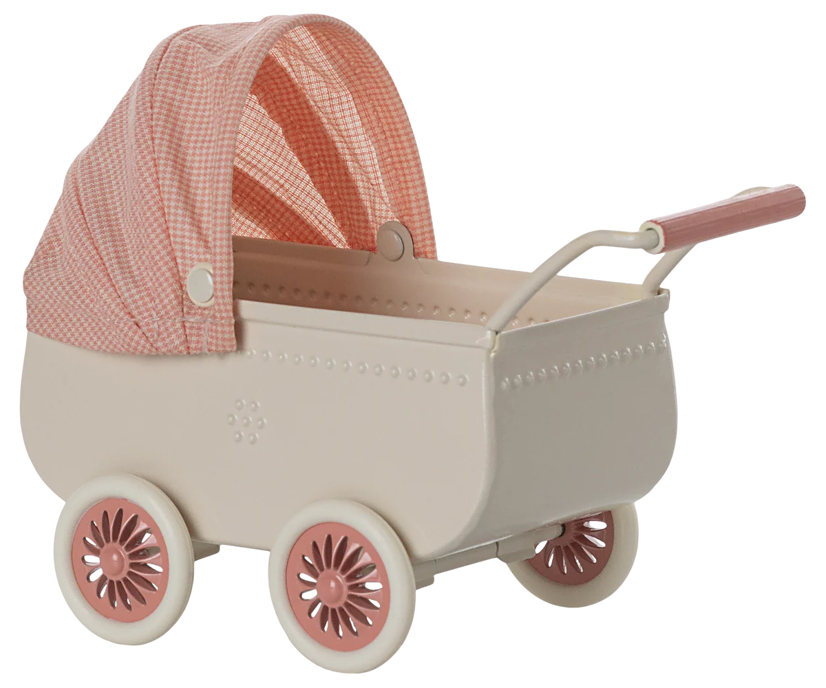 Liten Amanda - Maileg - Pram, Mouse - Coral