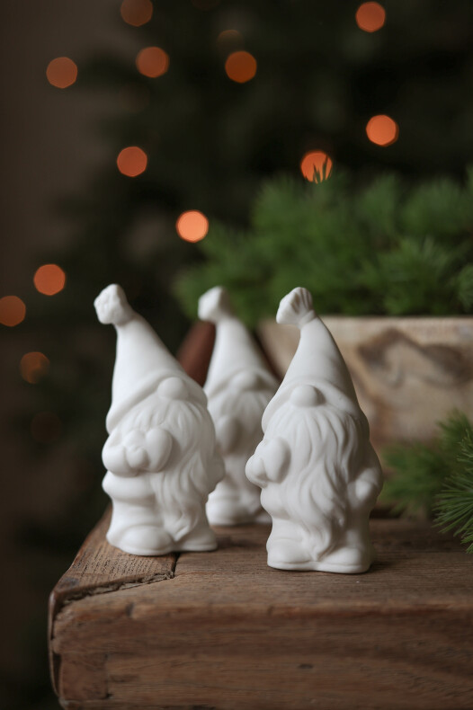 Mr Santa med hjärta | 4x3x8 cm | Tomte | Vit - Keramik | Majas Cottage ...