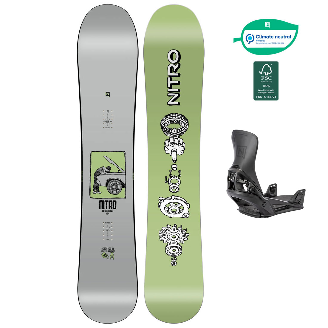 Nitro Snowboard Set - Alternator 154 + Step On Black M - Standtallshop.com