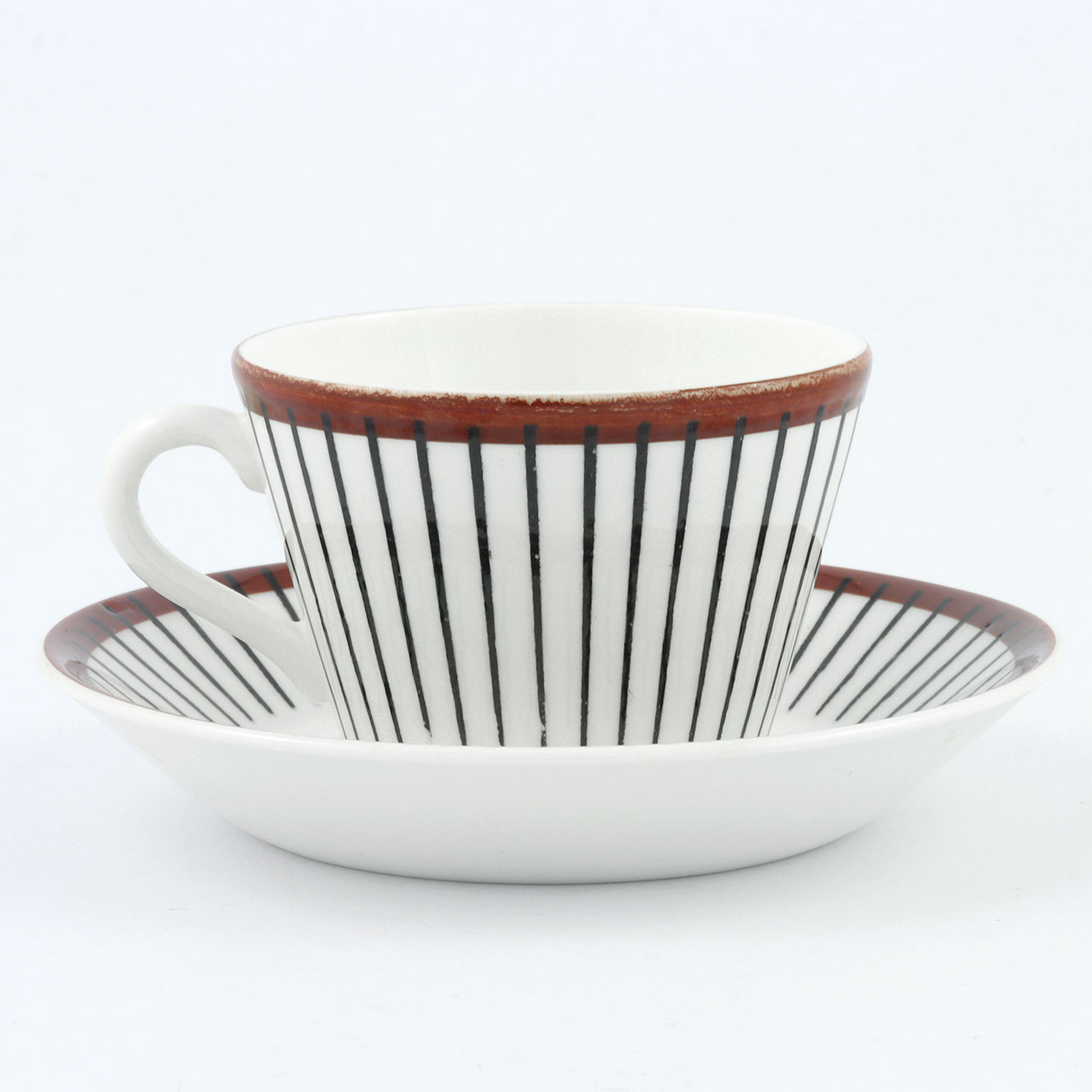 スティグ・リンドベリ Spisa Ribbシリーズ 茶色のライン模様のコーヒーカップ 9.5cm 1955年 (5)