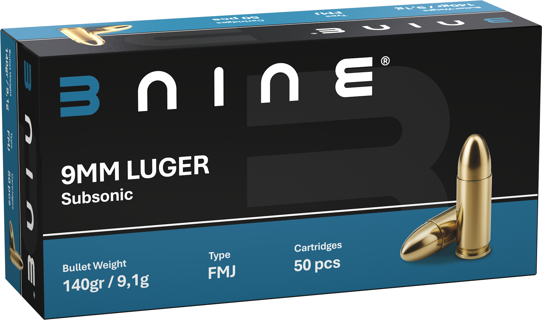 B Nine 9x19 140gr Subsonic FMJ - 1000st - Jakt & Sportskyttekompaniet AB