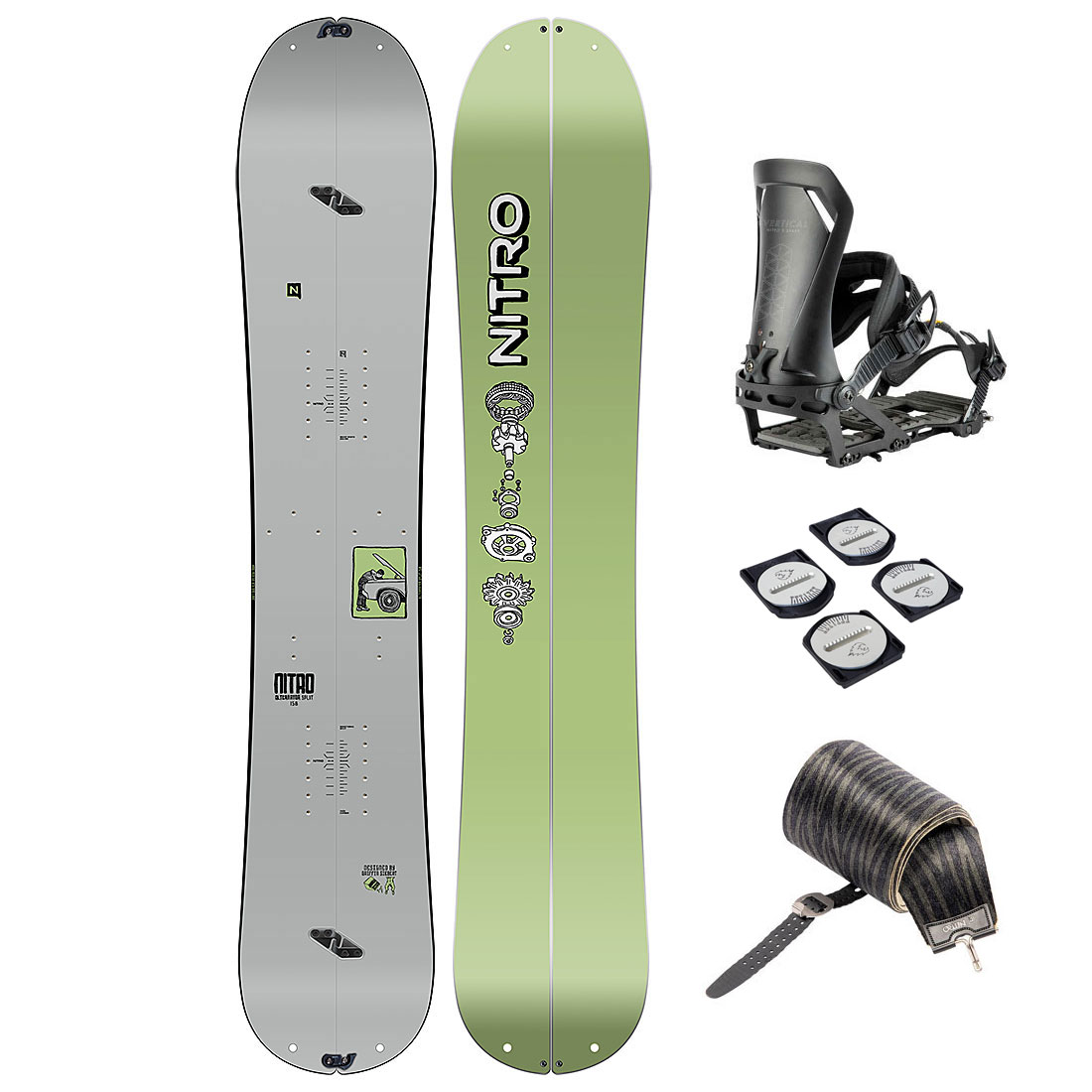 Nitro Splitboard Set - Alternator 162W + Vertical L + Pucks + Skins ...