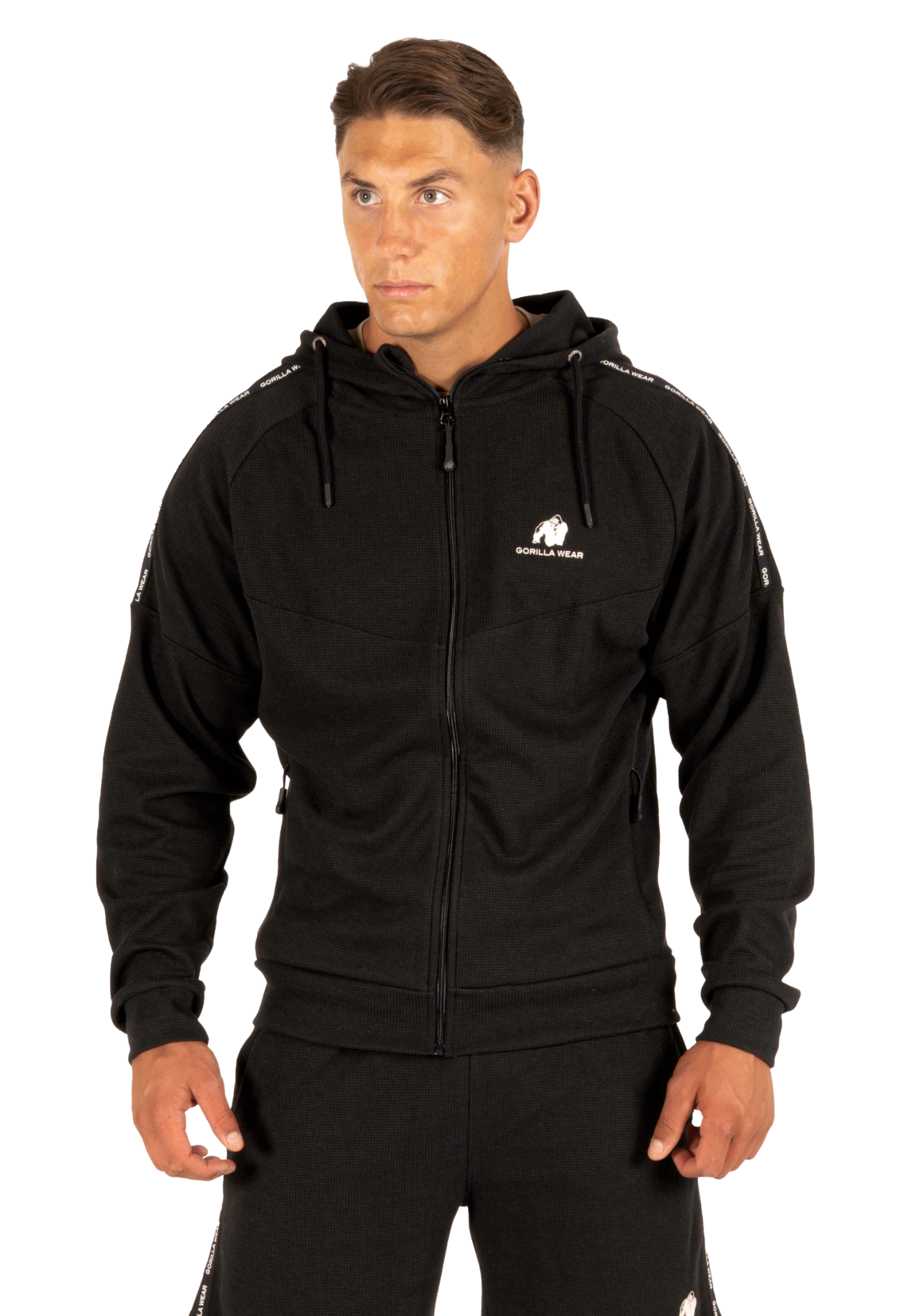 Harvey Hooded Track Jacket, black - Gorilla Wear Sweden