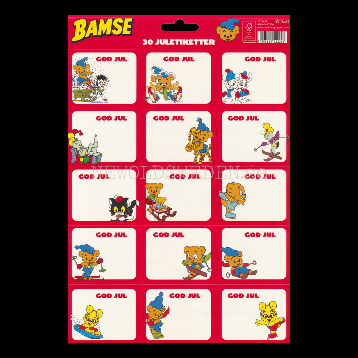 BAMSE Juletiketter 30 stycken - Rune Andréasson - LO - NEWOLDSWEDEN.se